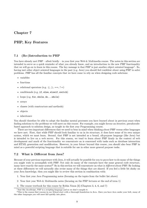 Notes Week 7 Php Key Features Chapter 7 Php Key Features 7 Re