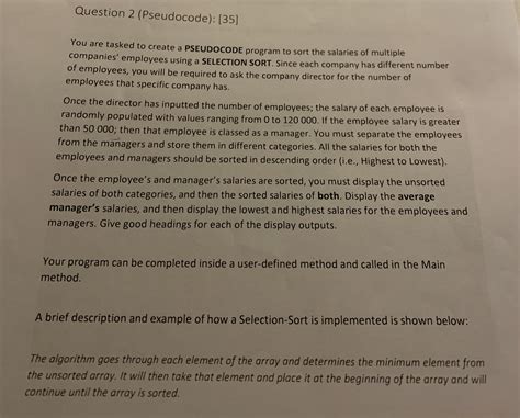 Question 2 Pseudocode 35 ﻿you Are Tasked To
