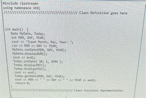 Solved The Date Class Has The Following Public Member Chegg