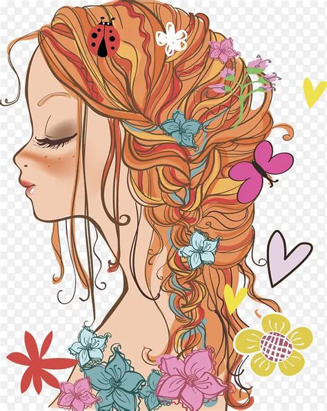 卡通装饰插图长辫子女孩侧面头像png图片素材下载图片编号qjwwnpey 免抠素材网