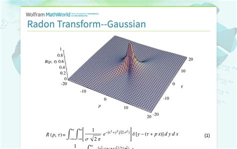 Radon Transform Gaussian From Wolfram Mathworld