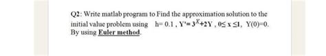 Solved Q2 Write Matlab Program To Find The Approximation