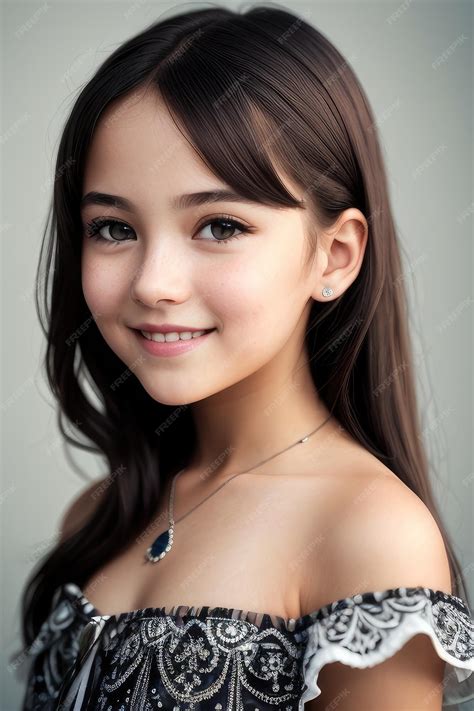 Premium Ai Image A Girl With Long Brown Hair And A Necklace