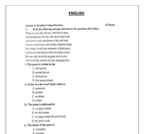 english section a reading comprehension 15 marks read the following pas