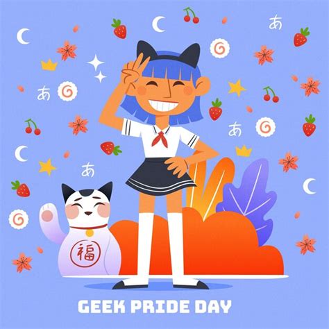 머리띠와 고양이 입고 Pri 프라이드 날 소녀 무료 벡터