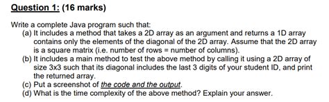 Solved Question 1 16 Marks Write A Complete Java Program