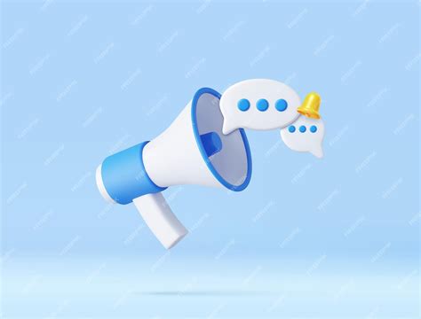 Premium Vector 3d Cartoon Megaphone With Bell Notification And Speech Bubble Marketing Time