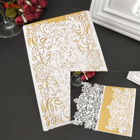 Badu Bg Партида от 1 10 бр Европейска розова сватбена покана от висок клас Лазерно изрязани