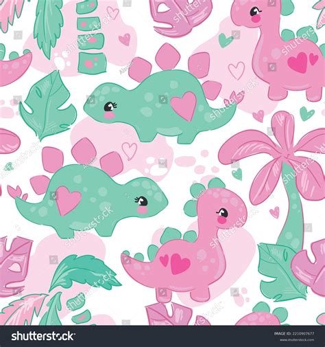 Little Dinosaur Girl On White Background Stock Vector Royalty Free