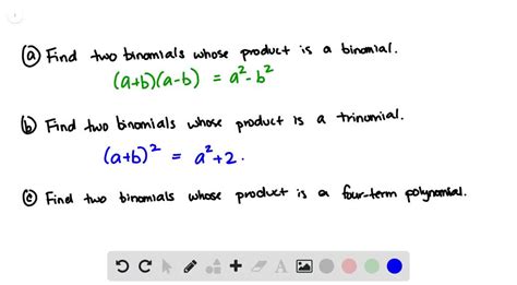 Solved A Find Two Binomials Whose Product Is A Binomial B Find Two