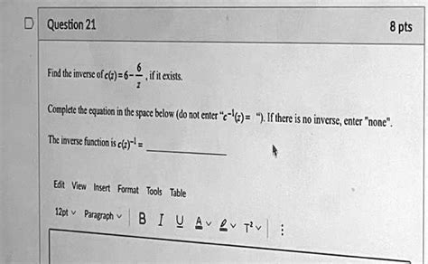 Solved Question 21 8 Pts Find The Inverse Ofcl6 Ifit Exisis
