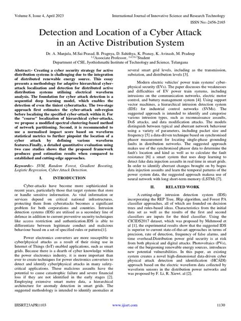 Detection And Location Of A Cyber Attack In An Active Distribution