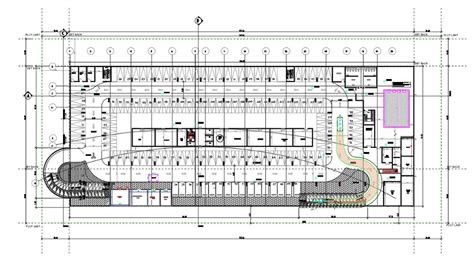 Autocad Drawing Of Basement Parking Lot Pan Design That Shows Rampway