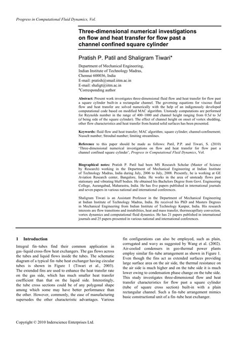 Pdf Three Dimensional Numerical Investigations On Flow And Heat