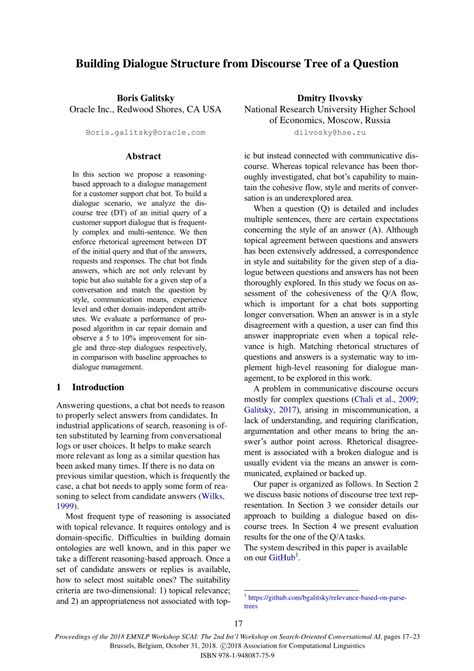 Pdf Building Dialogue Structure From Discourse Tree Of A Question