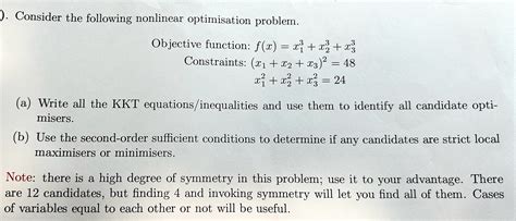Solved Consider The Following Nonlinear Optimisation