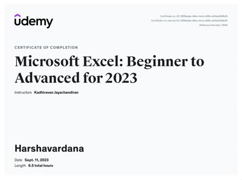 Harshavardana A On Linkedin Completed Excel Course Microsoft Excel