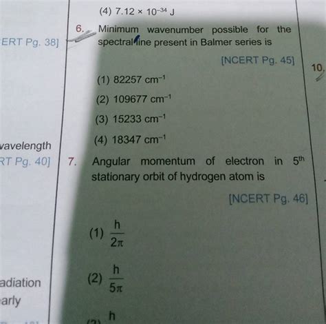 Angular Momentum Of Electron In 5th Stationary Orbit Of Hydrogen Atom Is