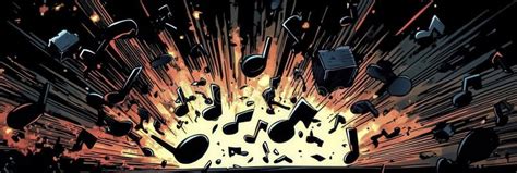 Expressive Explosion Of Music Notes In A Dynamic Scene Stock