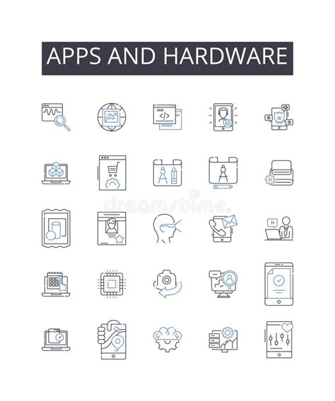 Apps And Hardware Line Icons Collection Independence Autonomy Resourcefulness Creativity