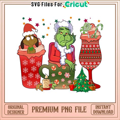 Grinch Christmas Boring Png Grinch Christmas In Cup Png Svg Files