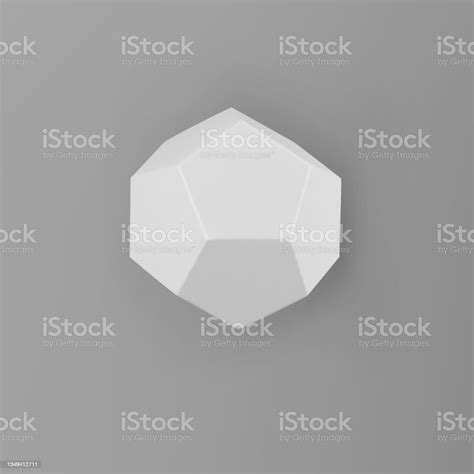 회색 배경에 격리된 그림자가 있는 3d 렌더링 흰색 기하학적 모양 Dodecahedron 흰색 사실적인 원시 트렌디 한 디자인을위한 추상 장식 벡터 그림 3차원 형태에 대한