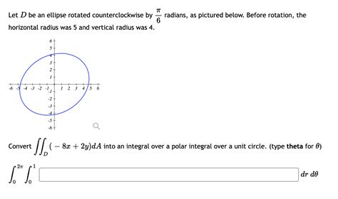 Solved Let D Be An Ellipse Rotated Counterclockwise By 6π