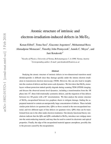 Pdf Atomic Structure Of Intrinsic And Electron Irradiation Induced