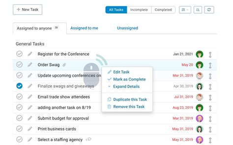 The Context Menu For Tasks Exhibit Day
