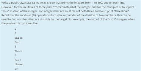 Solved Write A Public Java Class Called Three Four That