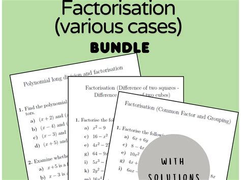 Factorisation Various Cases Bundle Teaching Resources