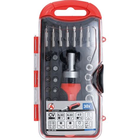 Bgs Technic Bit Socket Set With Ratchet Spinner Handle For Bits Reversible 30 Pcs