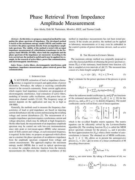 Pdf Phase Retrieval From Impedance Amplitude Measurement