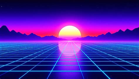 Free Synthwave Grid Sunset Photo Synthwave Sunset Grid Download