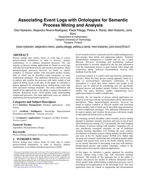 Pdf Associating Event Logs With Ontologies For Semantic Process
