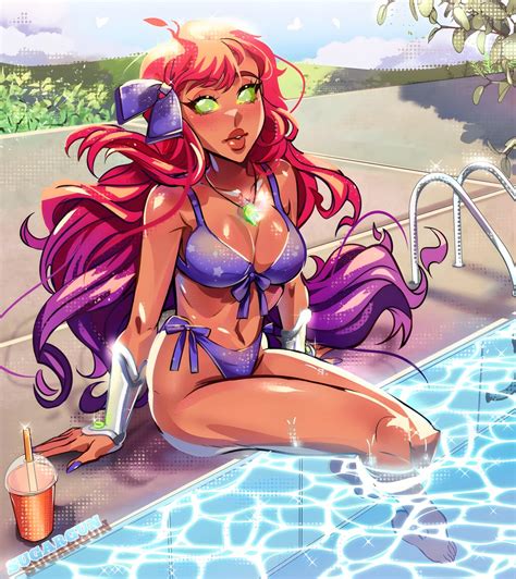 [fan Art] Starfire Enjoying Summer By Sugargun R Dccomics