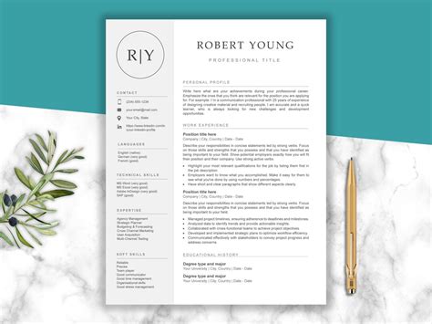 Resume Template For Word Monogram Resume Modern Resume Professional