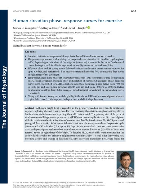 Pdf Human Circadian Phase‐response Curves For Exercise