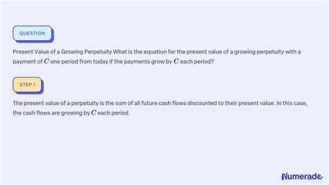 ⏩solvedpresent Value Of A Growing Perpetuity What Is The Equation