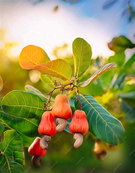 Cashew Fruit Trees On Plantation Close Up Selected The Best Cashew