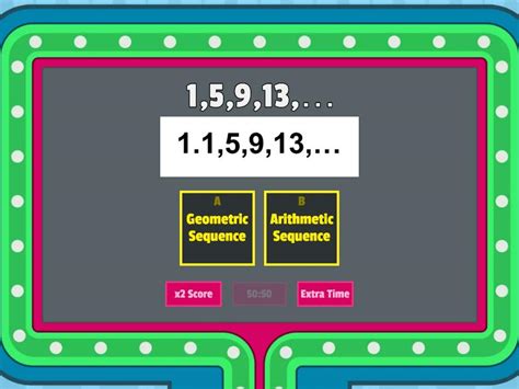 Identify Whether The Sequence Is Arithmetic Or Geometric Gameshow Quiz