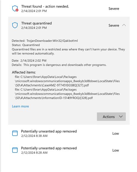 Trojanpdfphishmsr And Trojan Downloaderwin32qakbotml Not Detected