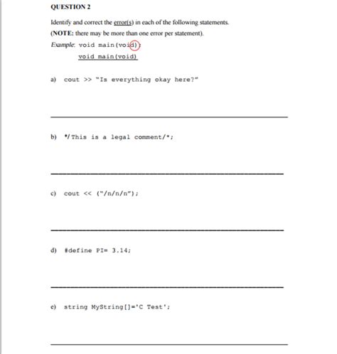 Solved QUESTION Identify And Correct The Error S In Each Chegg
