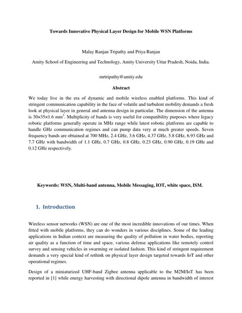 Pdf Towards Innovative Physical Layer Design For Mobile Wsn Platforms