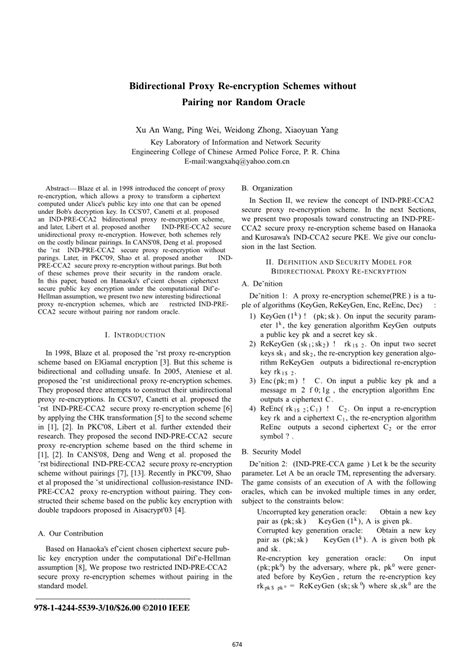 Pdf Bidirectional Proxy Re Encryption Schemes Without Pairing Nor Random Oracle