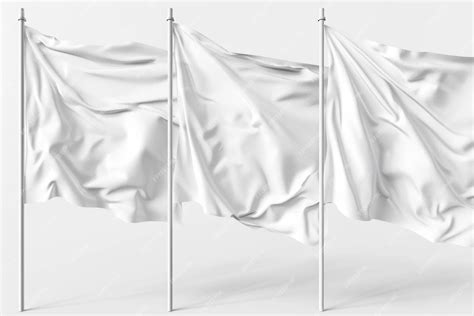 Blank Flags Set Of White Fabric Flags Isolated On White Background Premium Ai Generated Image