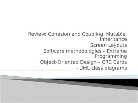 Pptx Review Cohesion And Coupling Mutable Inheritance Screen