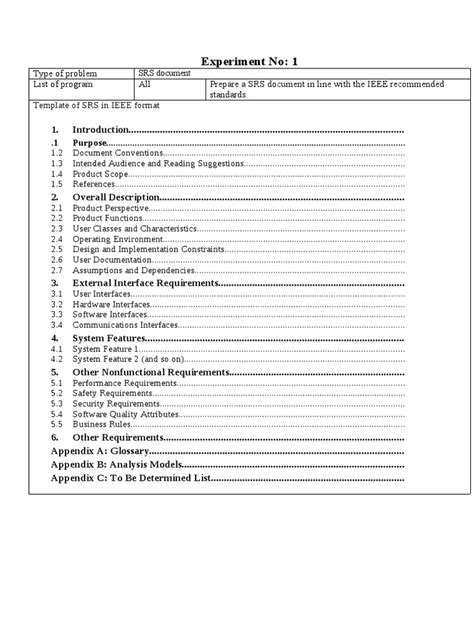 1 Srs Ieee Template Download Free Pdf Information Technology