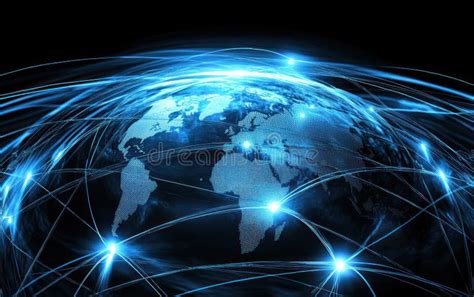 Digital Global Network Visualization With Connected Lines Over