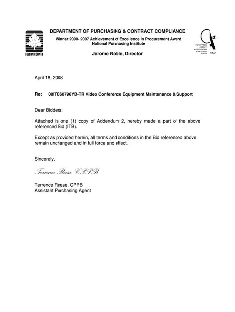 Fillable Online 2 Addendum Letter 3 Doc Fax Email Print Pdffiller